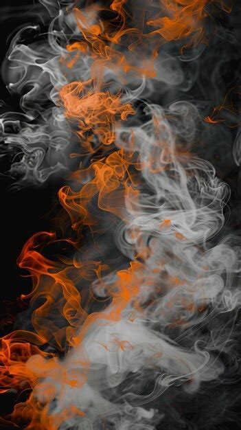 A Black Background With Orange And White Smoke Premium Ai Generated Image