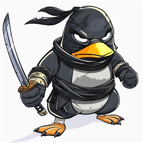 Premium Photo Cute Penguin Ninja Isolated On White Background Chibi