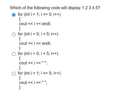 Solved Which Of The Following Code Will Display 12345