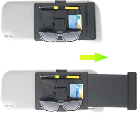 Amazon Tfy 車用サンバイザーエクステンダーとオーガナイザー ユニバーサルサンシェード アンチグレア 車用ストレージホルダー サングラス、ペン、カード用 マルチポケット 自動車内装