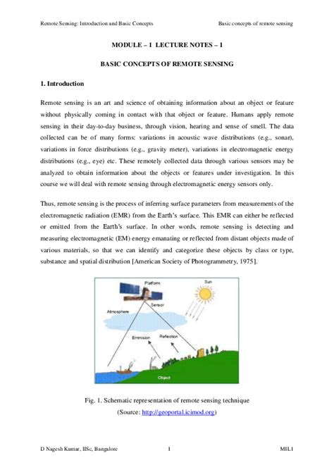Pdf Remote Sensing Introduction And Basic Concepts Basic Concepts Of Remote Sensing Module