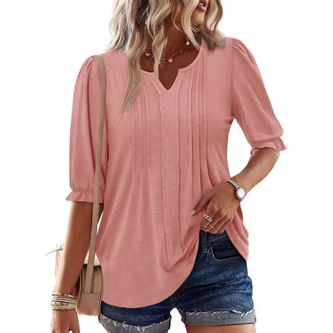 Weiqiqre Womens Tops 3 4 Sleeve Shirts V Neck Blouses Tunic Top Spring