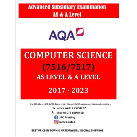 Aqa Past Year Papers Computer Science 7516 7517as And A Level 2017 2023 Shopee Malaysia