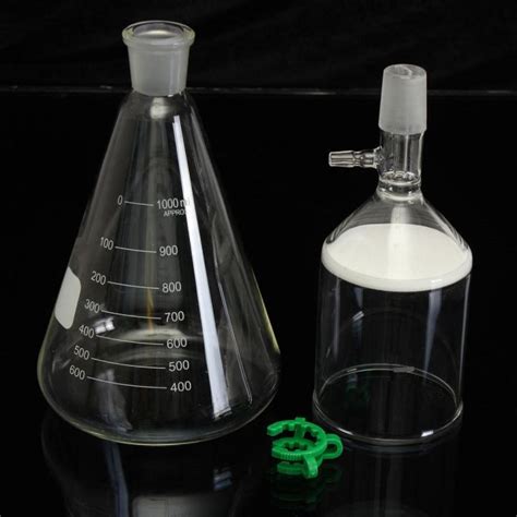 Glass Suction Filter Durable 250ml Buchner Funnel 1000ml Litre Erlenmeyer Flask Kit Bd
