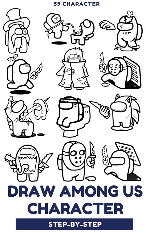 draw 59 character among us step by step drawing guide step by step tutorial by david ocr