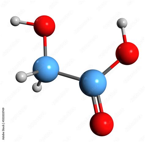 3d Image Of Glycolic Acid Skeletal Formula Molecular Chemical Structure Of Hydroxyacetic Acid