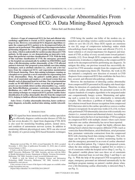Pdf Diagnosis Of Cardiovascular Abnormalities From Compressed Ecg A