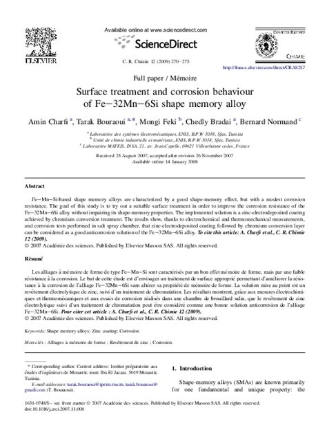 Pdf Characterization And Corrosion Resistance Behavior Of Shape Memory Stainless Steel