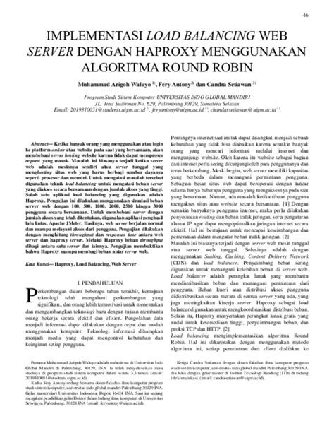 Pdf Implementasi Load Balancing Web Server Dengan Haproxy Menggunakan