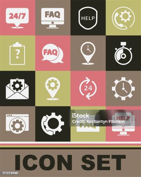 컴퓨터 모니터 및 도움말 시간 관리 스톱워치 텍스트 도움말이 있는 방패 말풍선 Faq 클립보드 물음표 시계 24시간 및 위치