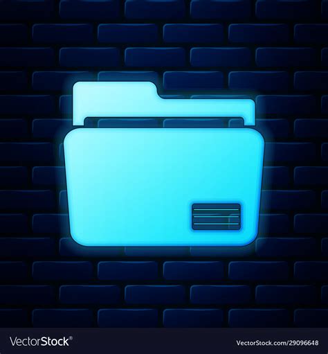 Glowing Neon Document Folder Icon Isolated On Vector Image