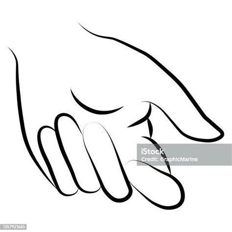 여성은 간단한 윤곽선 미니멀 한 선형 제스처 스타일을 손 흰색 배경에 로고 인쇄 및 기타 디자인을 만들기위한 여성 손의 벡터 일러스트 개념에 대한 스톡 벡터 아트 및 기타