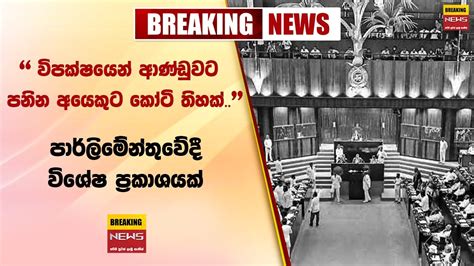 විපක්ෂයෙන් ආණ්ඩුවට පනින අයෙකුට කෝටි තිහක් News Sinhala Youtube