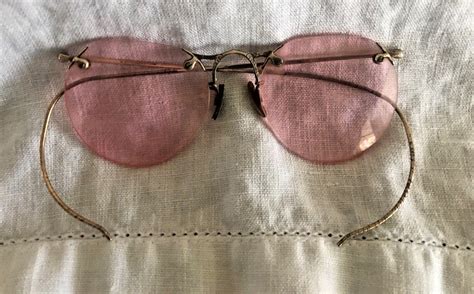 Antique Eye Glass Frames Rose Color Lenses 10k Gf Go… Gem