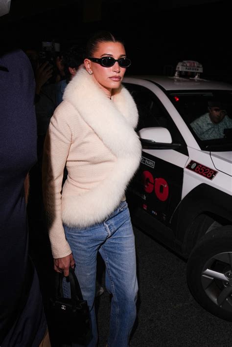 Hailey Bieber Is A Parisian Snow Angel In Vintage Dior Fur Jacket