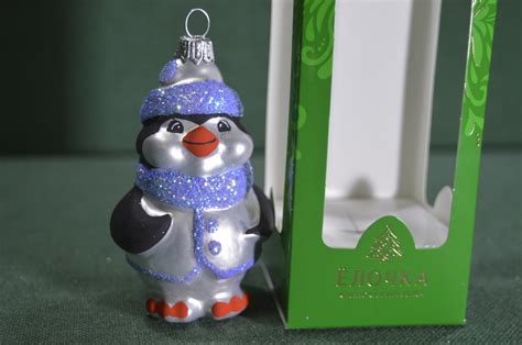 Купить Елочная игрушка из стекла Пингвин пингвиненок Стекло Клинское объединение Елочка