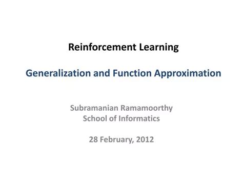 Ppt Reinforcement Learning Generalization And Function Approximation Powerpoint Presentation