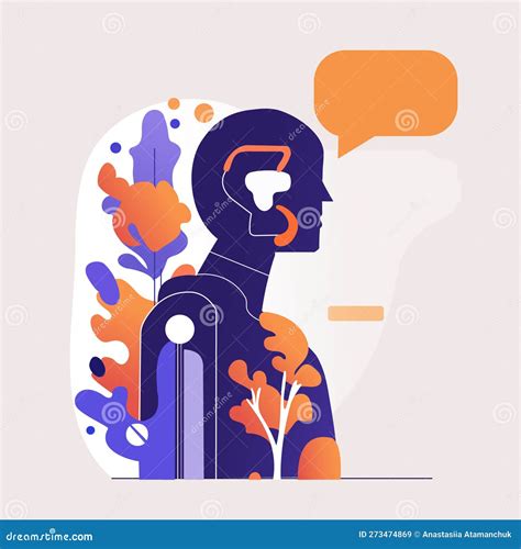 Vector Illustration Of A Robot Artificial Intelligence Chat Bot Human Helper Stock Vector