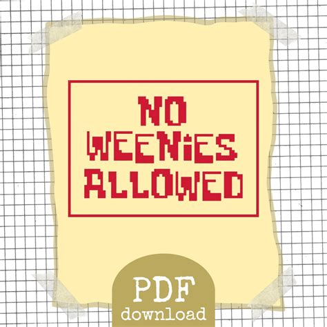 No Weenies Allowed Spongebob Snarky Modern Counted Cross Stitch Pattern