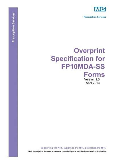 Fp10mda Ss Specification Nhs Business Services Authority