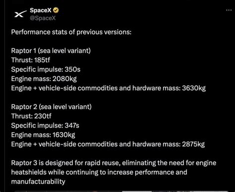Spacex Reveals Raptor 3 Engine And Specifications