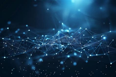 Abstract Blue Background With Glowing Connection Lines And Dots For Technology Stock