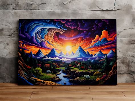 Psychedelic Clouds Over A Trippy Landscape Nature Art Meditation Art