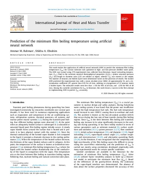 Pdf Prediction Of The Minimum Film Boiling Temperature Using
