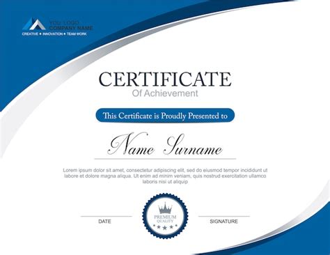 Premium Vector Vector Certificate Template