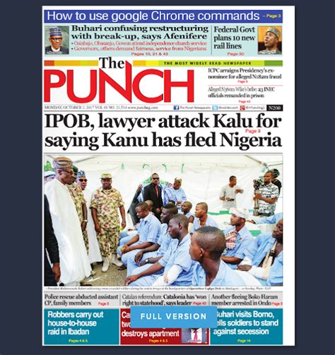 Naija Newspapers Todays The Punch Newspaper Headlines [2nd October