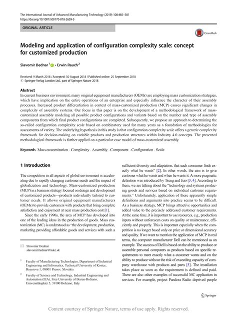Modeling And Application Of Configuration Complexity Scale Concept For