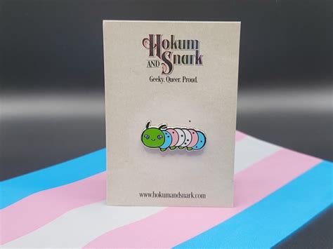 Transgender Pride Pin Caterpillar Chibi Enamel Pin In Trans Pride Fl