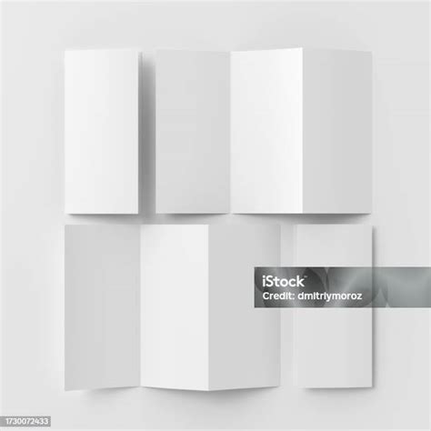 세로 페이지 아코디언 또는 지그재그 삼중 브로셔 모형은 흰색 배경에 있습니다 패널 3개 리플릿 6페이지 0명에 대한 스톡 사진 및 기타 이미지 Istock