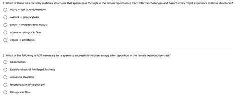 Solved 1 Which Of These Lists Correctly Matches Structures