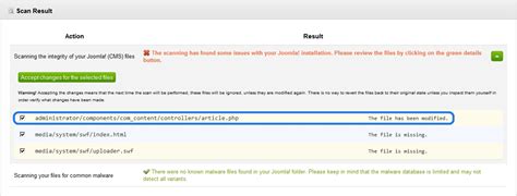 File Integrity Check The Joomla File Has Been Modified