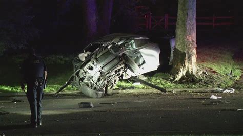 Persons Car Splits In Half After Crashing Into A Tree In Ottawa Hills