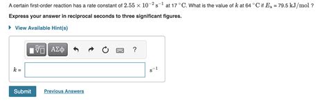 [solved] A Certain First Order Reaction Has A Rate Constant