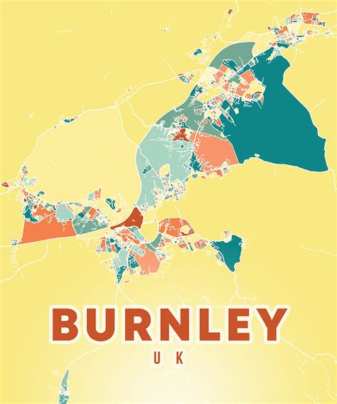 Burnley Uk Map Digital Art By Alexandru Chirila Pixels