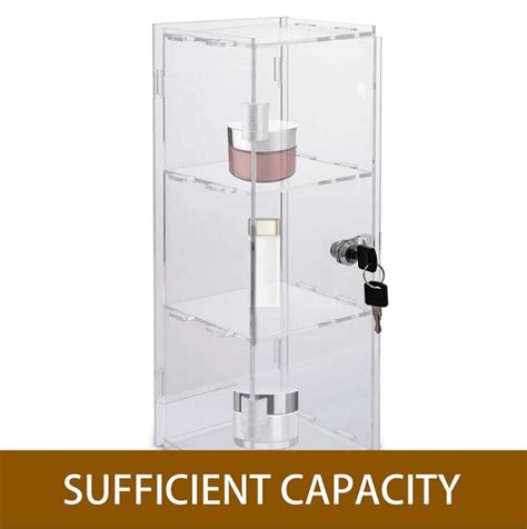 Clear Lockable Acrylic Display Case With 2 Keys 3 Tier Custom OEM