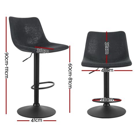 Artiss 4x Bar Stools Vintage Leather Swivel Gas Lift Black Kmart
