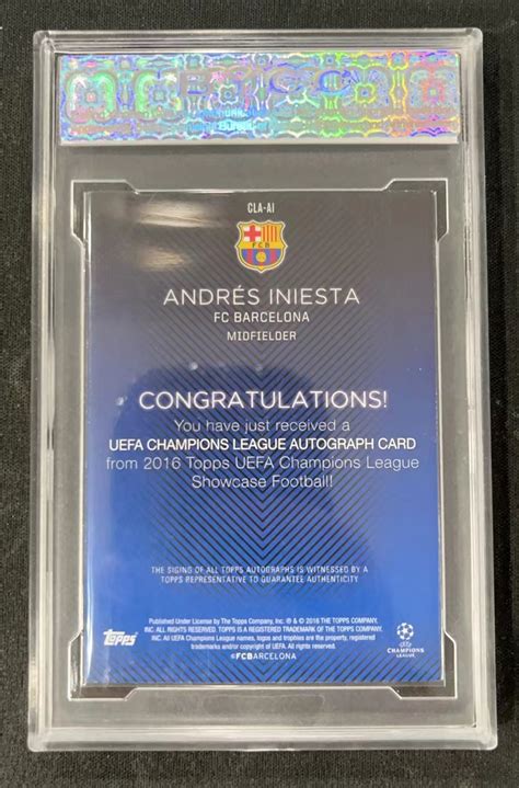 2016 Topps 欧冠 UCC Andres Iniesta 长安代卖巴萨 巴塞罗那 安德雷斯伊涅斯塔 签字 映版10分评级 实卡好看