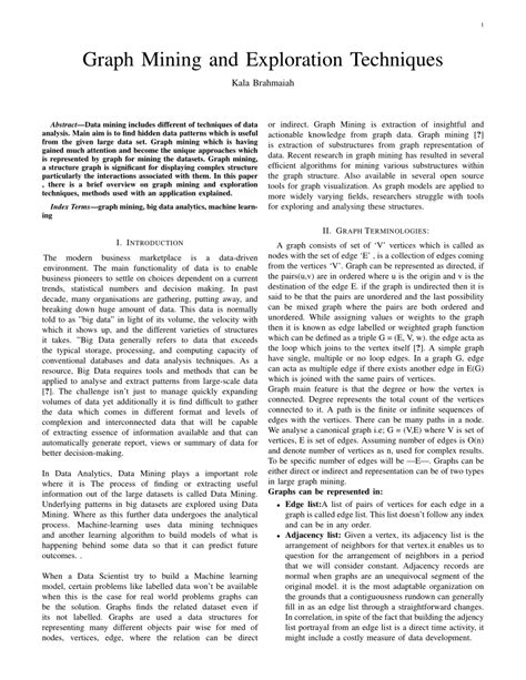 PDF Graph Mining And Exploration Techniques