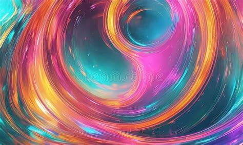 Vibrant Abstract Features Swirling Patterns Pink Orange Blue And Green Hues Creating Dynamic