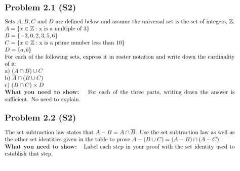 Solved Problem S Sets A B C And D Are Defined Below Chegg