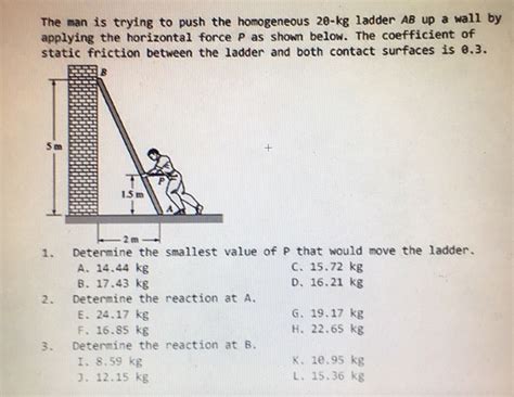Solved The Man Is Trying To Push The Homegeneous 20 Kg Chegg Com