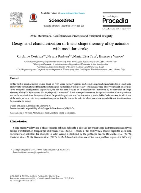 Pdf Design And Characterization Of Linear Shape Memory Alloy Actuator