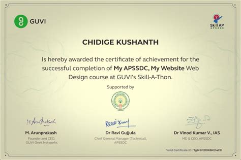 Chidige Kushanth On Linkedin Webdesignsuccess Apssdc Guvi Skills