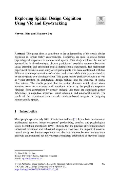 Pdf Exploring Spatial Design Cognition Using Vr And Eye Tracking