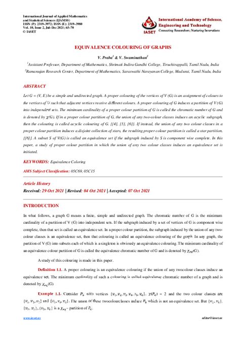 Pdf Equivalence Colouring Of Graphs
