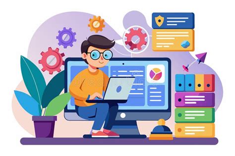 A Young Person Engages In Software Code Testing Using Cartoon Illustrations While Seated At A